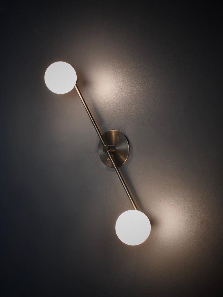 Segment Wall Lamp or Flushmount in Bronze and Blown Glass by Blueprint ...