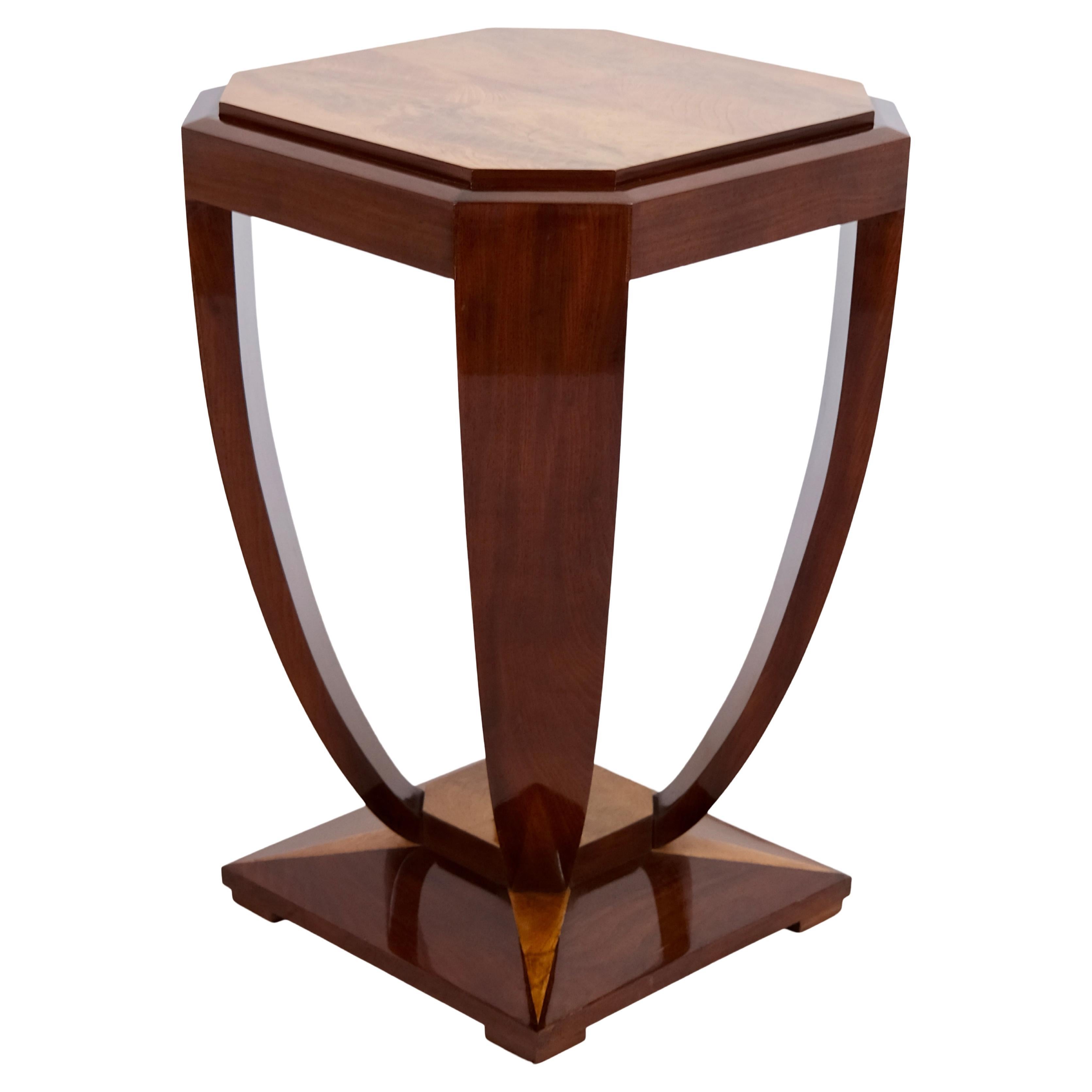 Segmented 1930s French Art Deco Side Table in Nutwood High Gloss ...