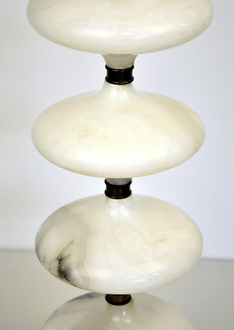 Italian White Marble Segmented Lamp at 1stDibs