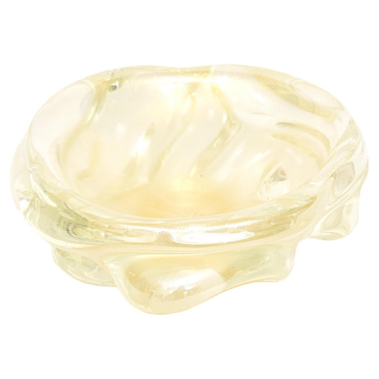 Seguso Chunky Murano Gold and Gold Aventurine Glass Bowl with ...