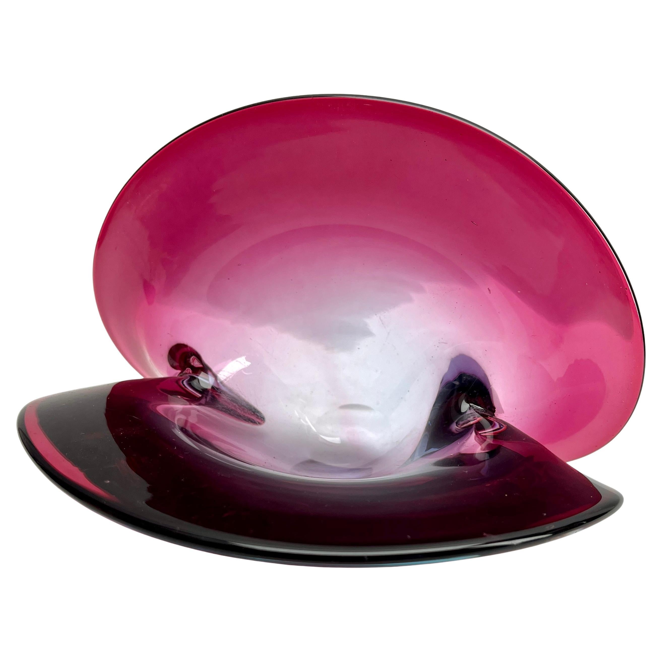 Seguso Dalla Venezia Murano Pink and Purple Glass Clam Bowl / vase For ...