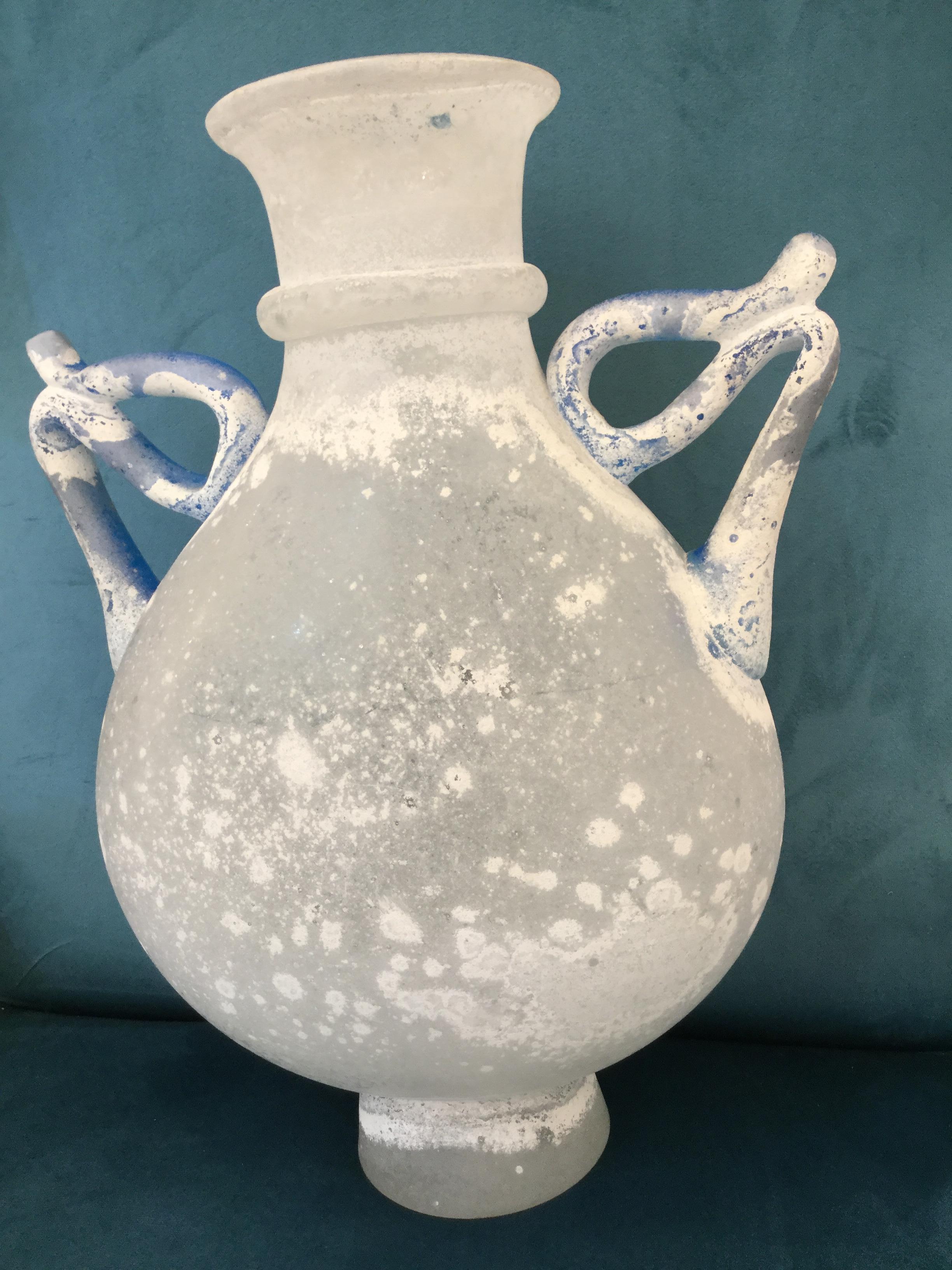 Seguso Hand Blown Scavo Glass Vase, 1980s at 1stDibs