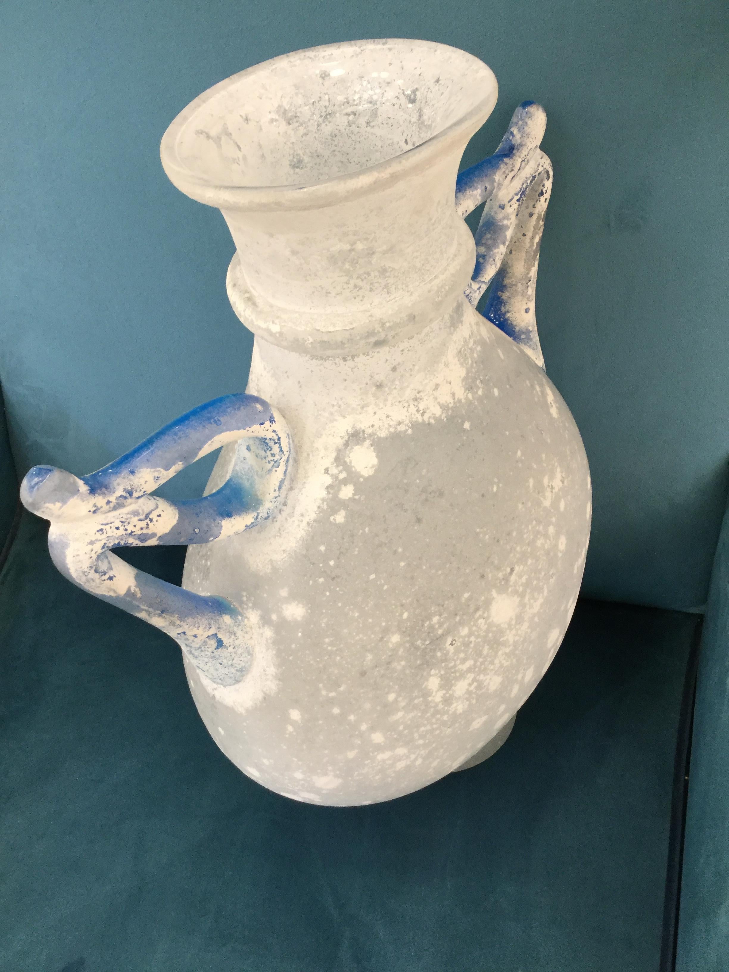 Seguso Hand Blown Scavo Glass Vase, 1980s at 1stDibs