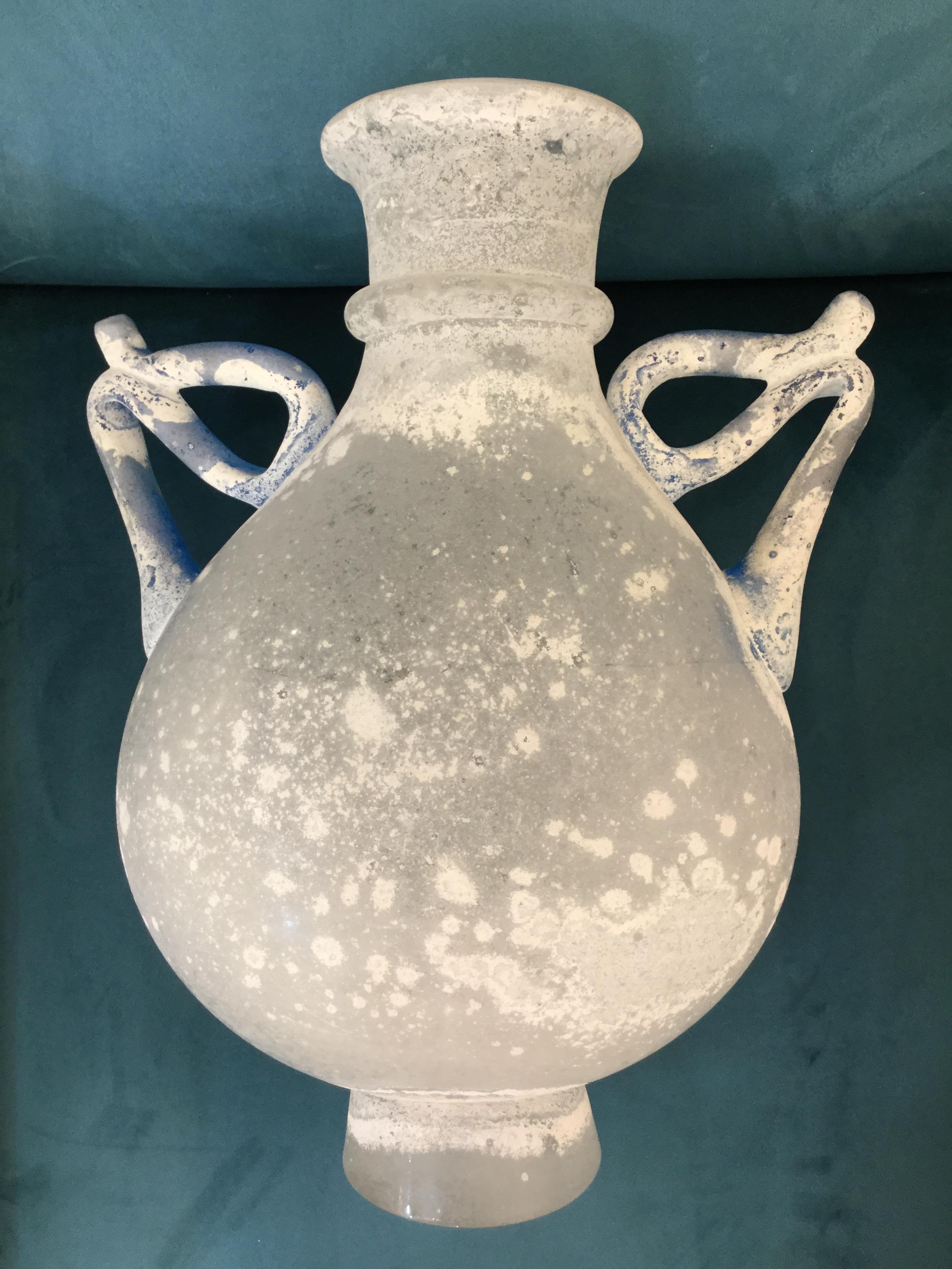 Seguso Hand Blown Scavo Glass Vase, 1980s at 1stDibs