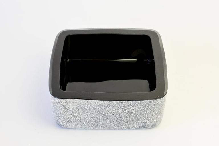 Seguso Huge Square Black &. White 'Scavo' Murano Glass Bowl Springer ...