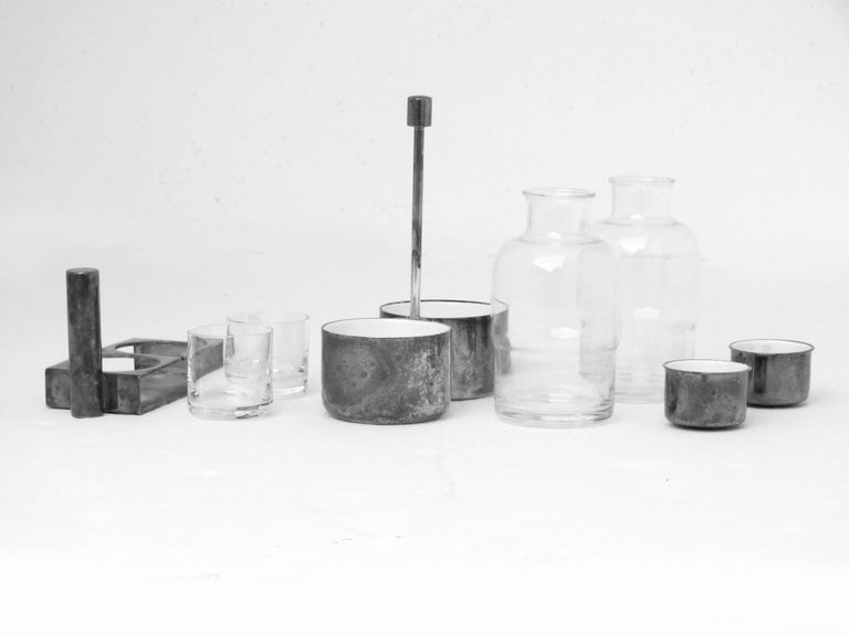 Seguso Italy Design Liquor Glasses You and Me in Silverplate Years 30 ...
