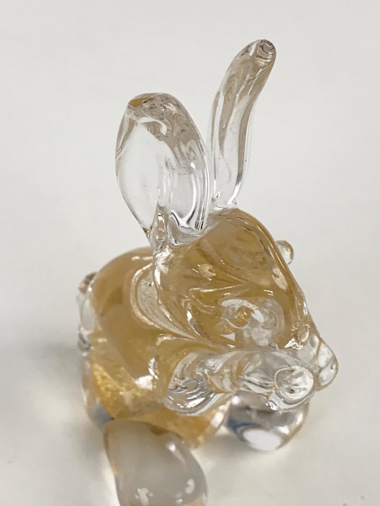 Seguso Midcentury Murano Glass Italian Rabbit Sculpture with Golden ...