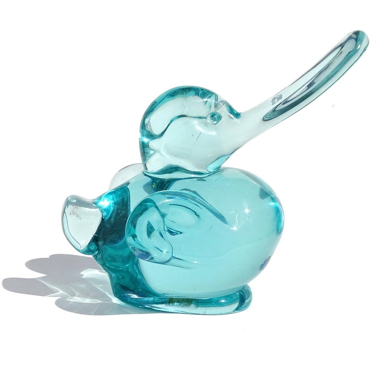 Seguso Murano Aqua Long Billed Italian Art Glass Duck Bird Figurine ...
