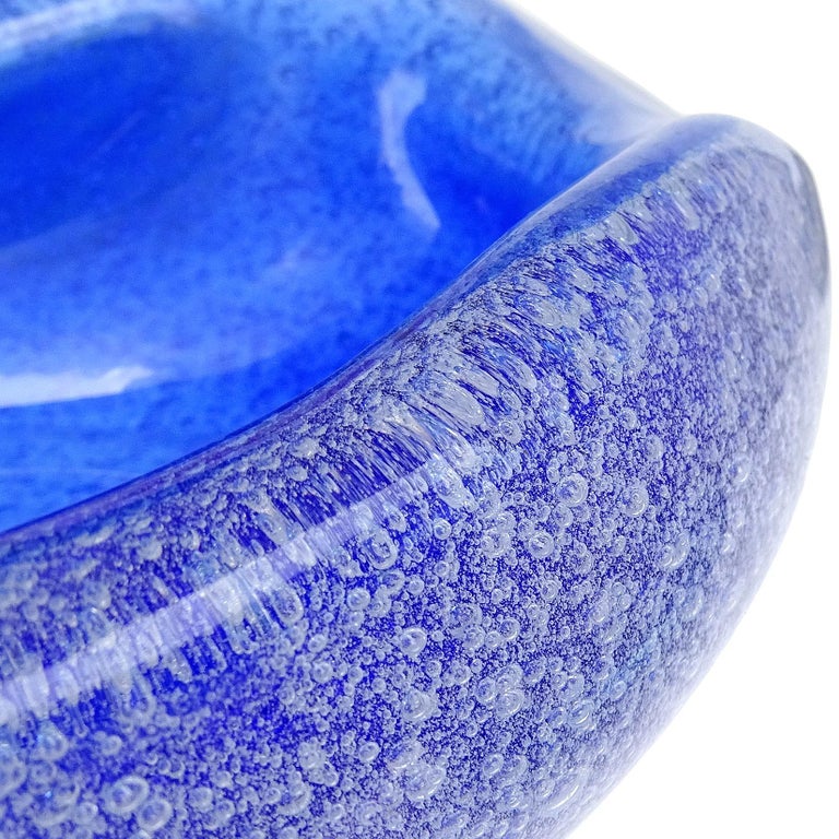 Seguso Murano Cobalt Blue a Bollicine Pulegoso Italian Art Glass Bowl ...