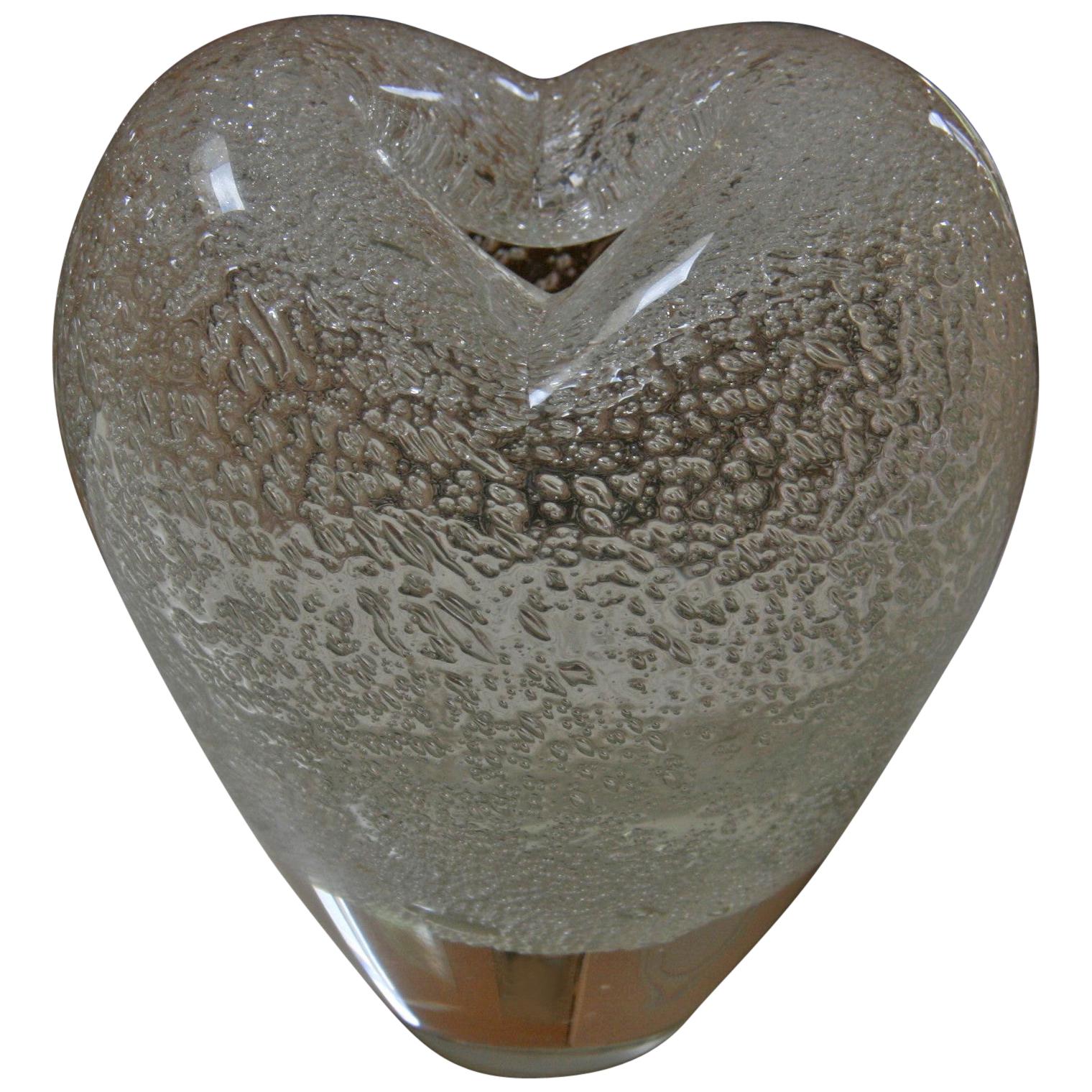 American Brilliant Cut Glass Heart Shaped Vase, Rare Form For Sale at ...