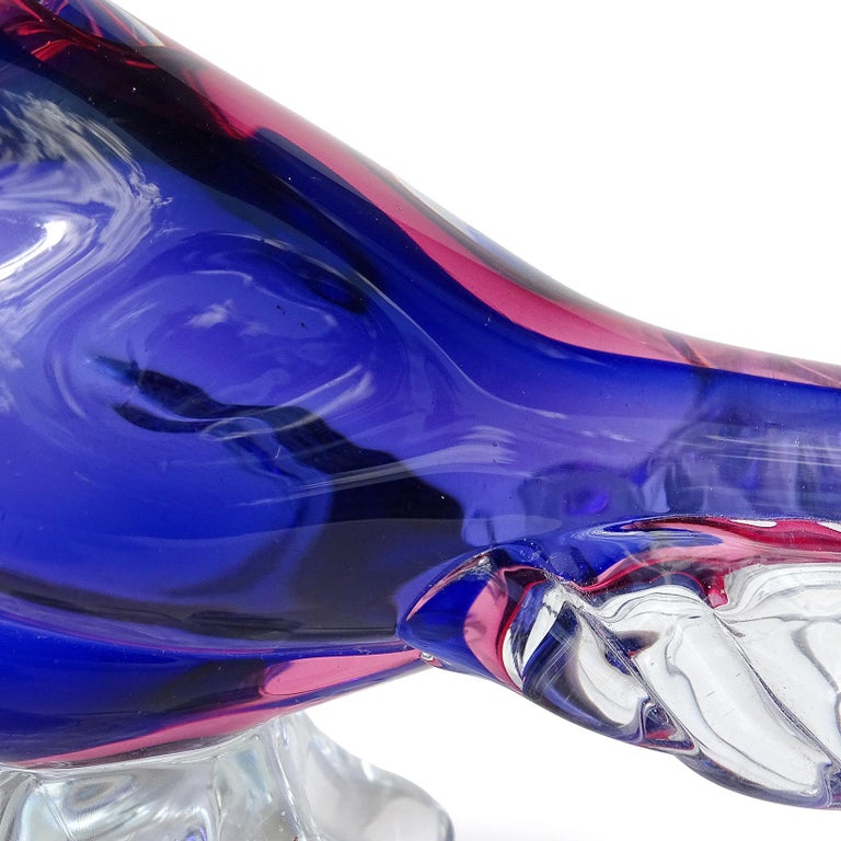 Seguso Murano Vintage Sommerso Blue Rubino Italian Art Glass Bird ...
