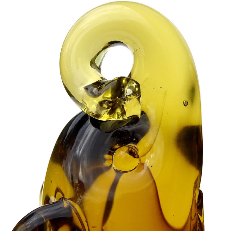 Seguso Murano Yellow Amber Green Sommerso Italian Art Glass Elephant ...