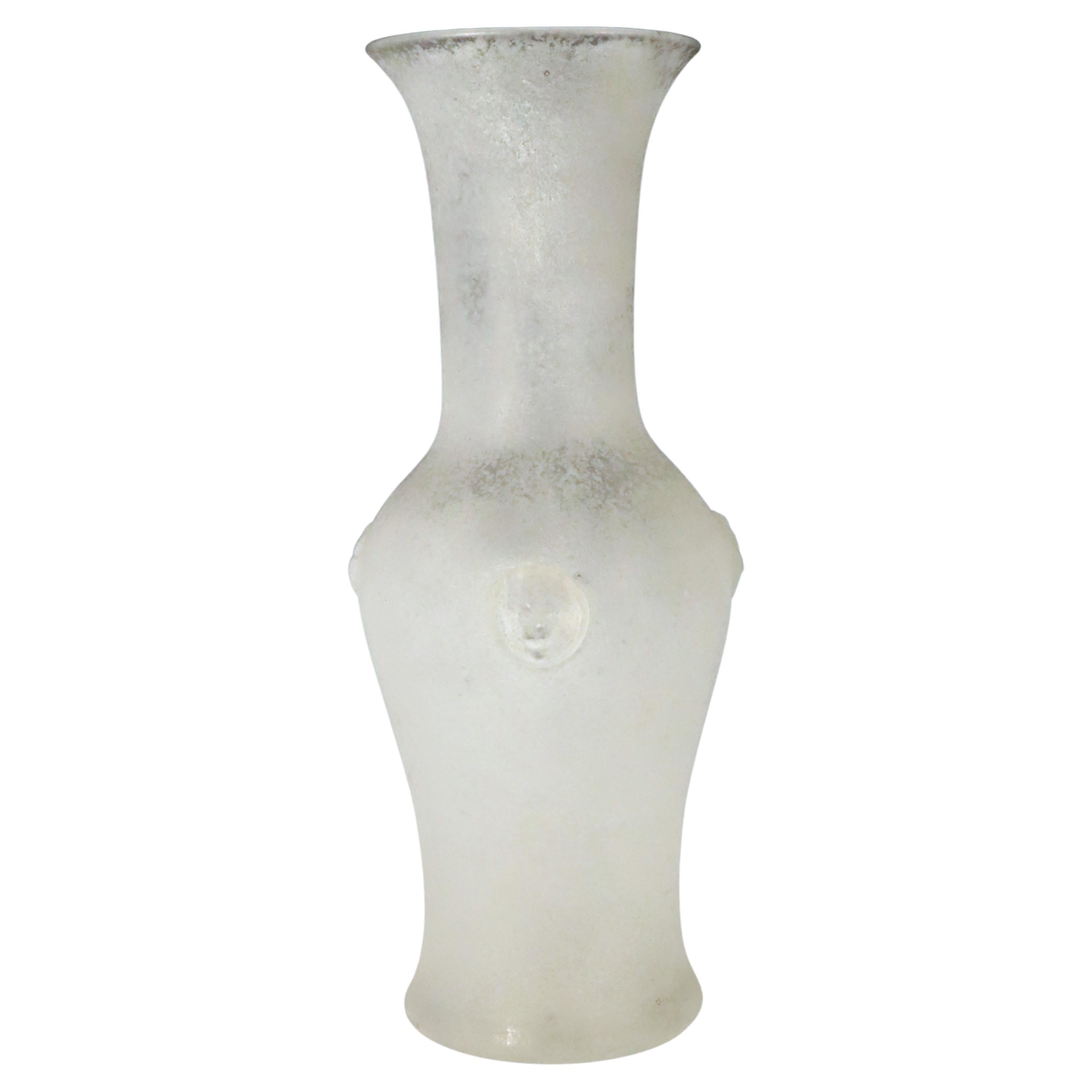 Mid-Century Modern Scavo Finish Murano Glass Aquamarine Vase by Seguso ...