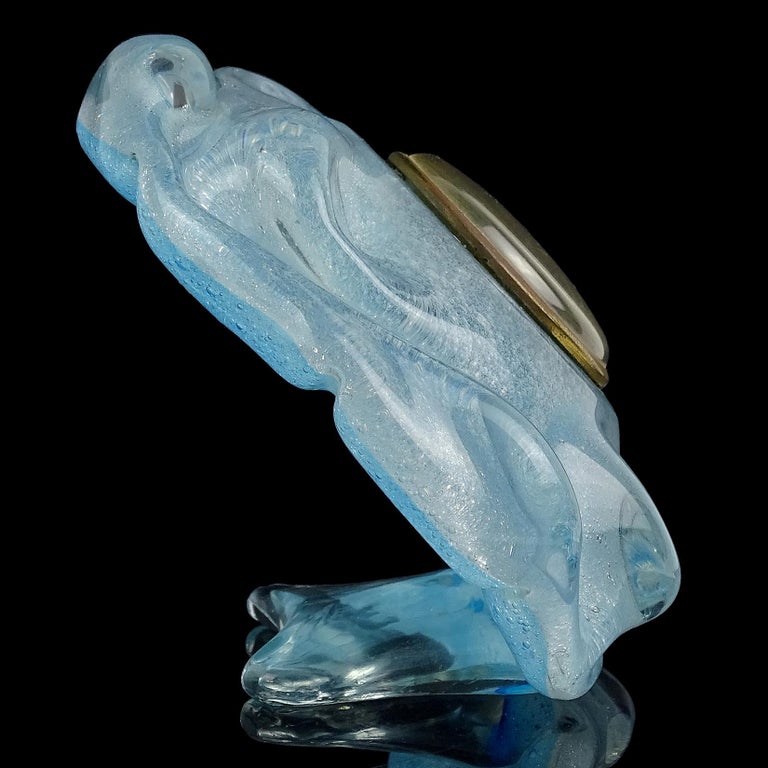 Seguso Vetri d'Arte Murano Blue Pulegoso Bubbles Italian Art Glass Desk ...