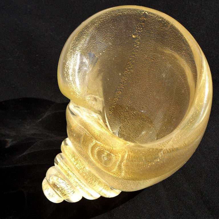 Seguso Vetri d'Arte Murano Gold Flecks Italian Art Glass Seashell ...