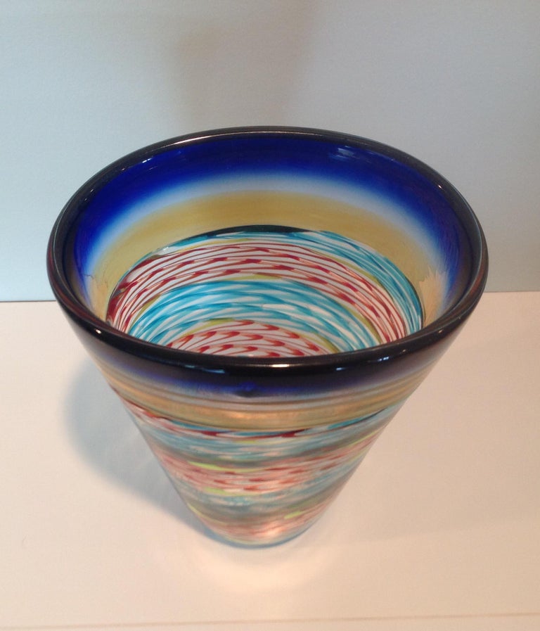 Seguso Vetri D'Arte Signed Murano Lattice and Encalmo Art Glass Vase ...