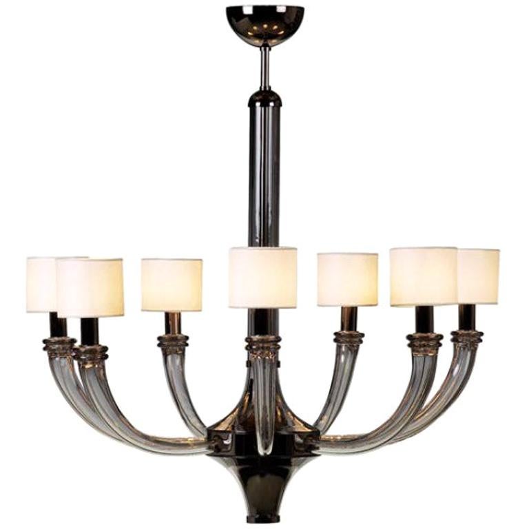 Seguso Vetri d'Arte Splendor Gray Murano Glass 7-Light Chandelier For ...