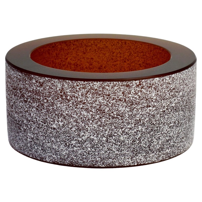 Seguso Vintage Thick Round Amber 'Scavo' Murano Glass Bowl or Ashtray ...