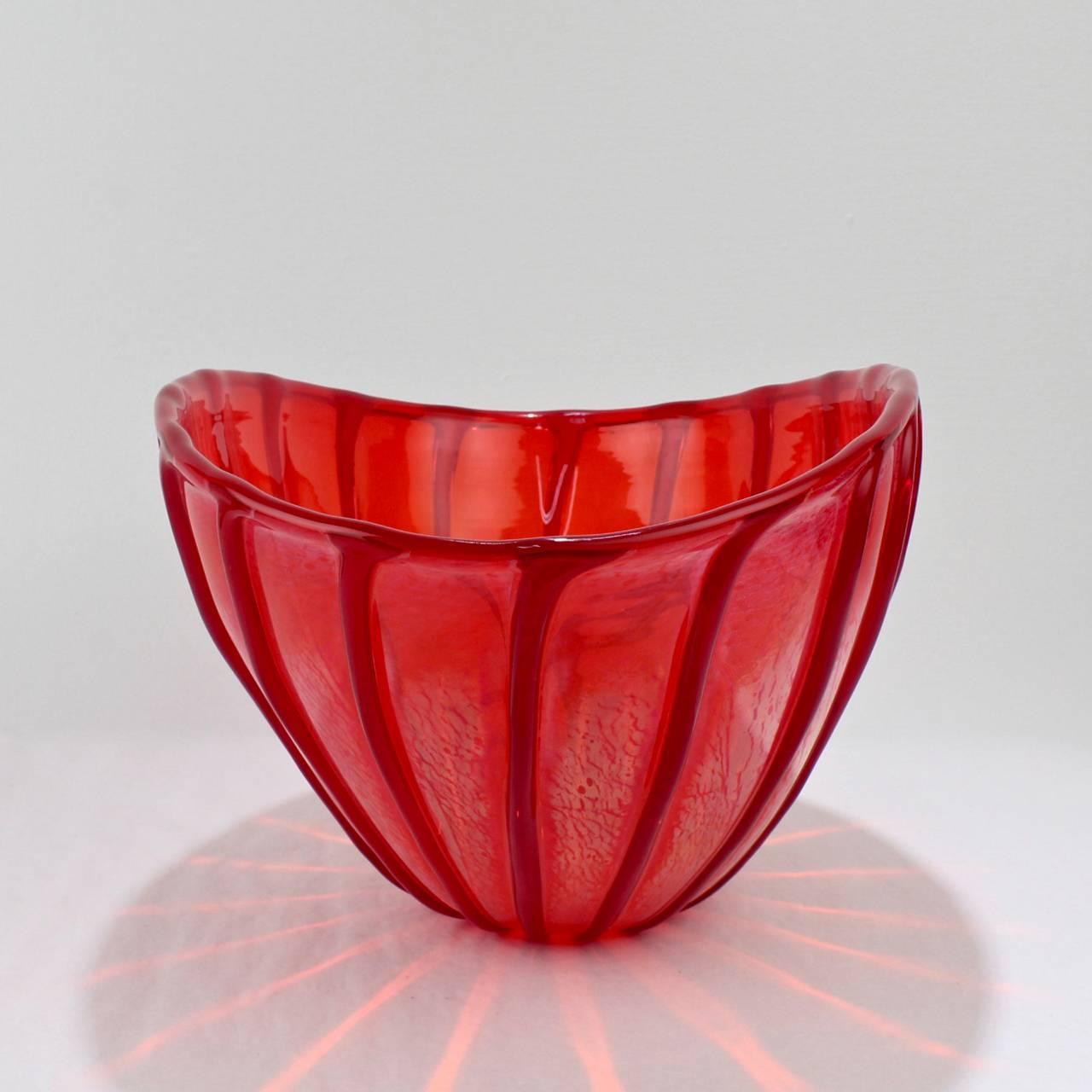 Seguso Viro Limited Edition Nuance Collection Red Murano Glass Vase or ...