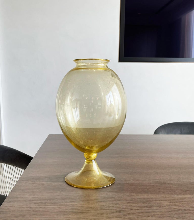 Seguso for Donghia - Large Modern Vase in Gold Murano Glass, Handblown ...