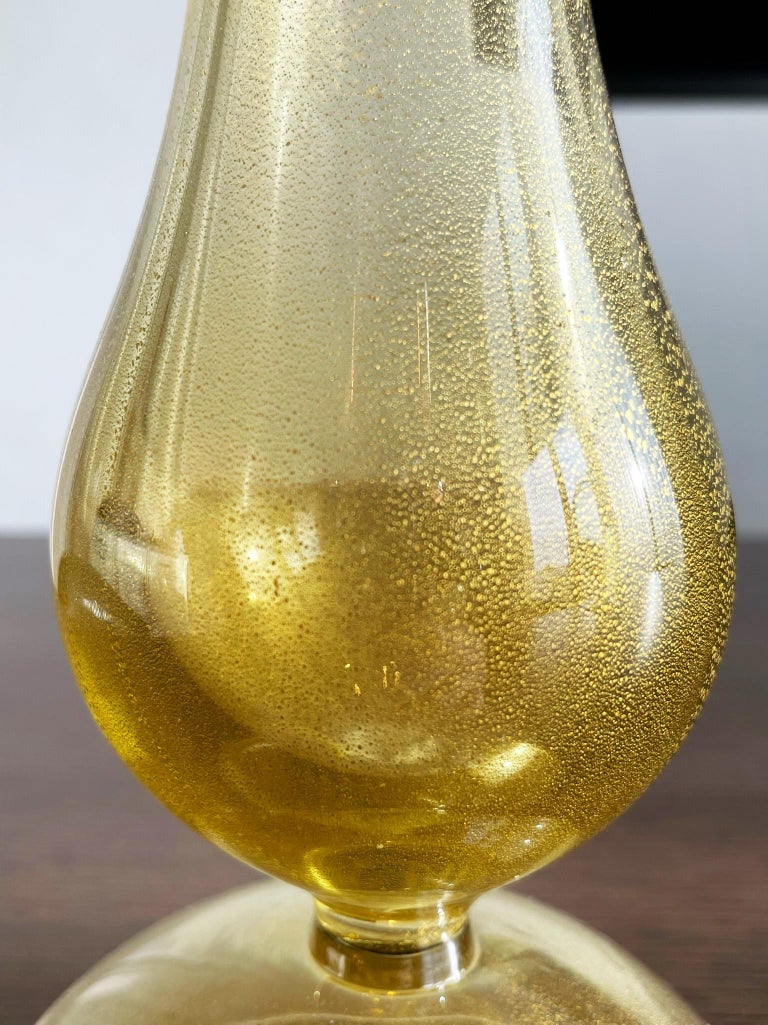 Seguso for Donghia - Modern Gold Murano Glass Vase, Handblown, Signed ...