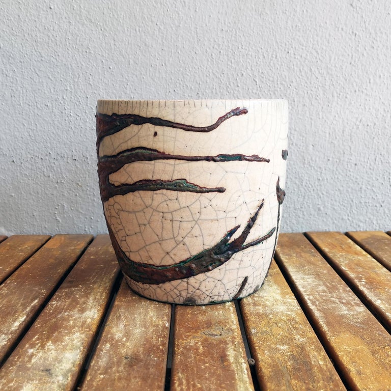 Seicho Raku Planter Pot Pottery, Half Copper Matte, Handmade Ceramic ...