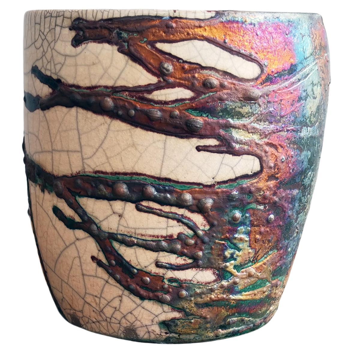 Dokutsu Raku Fired Pottery Vase, Half Copper Matte- Handmade Ceramic ...