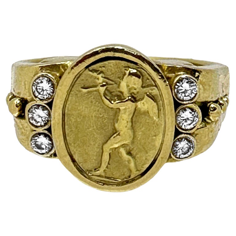 SeidenGang 18K Yellow Gold and Diamond Cherub Playing Instrument ...