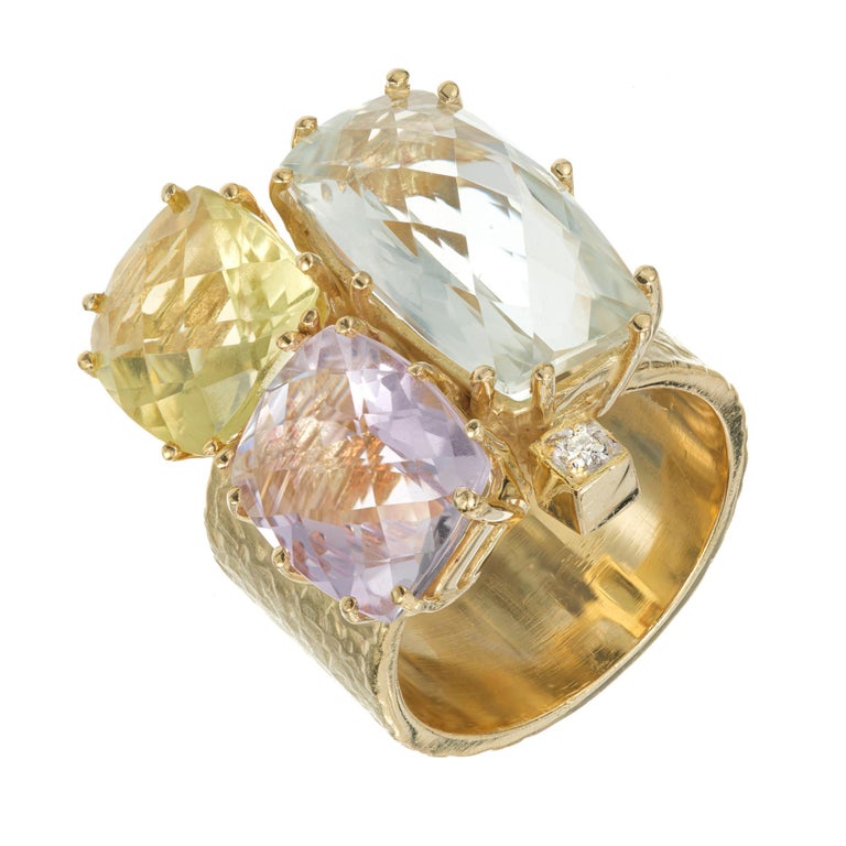 Seidengang 13.90 Carat Topaz Amethyst Parsiolite Diamond Gold Cocktail ...