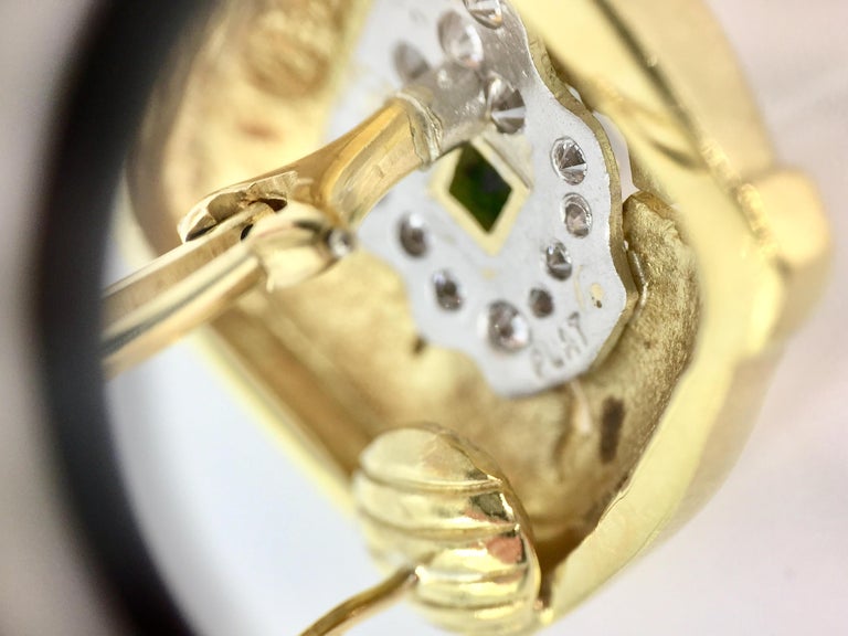 Seidengang 18 Karat and Platinum Diamond and Chrome Tourmaline Button ...