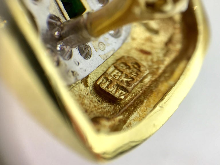 Seidengang 18 Karat and Platinum Diamond and Chrome Tourmaline Button ...