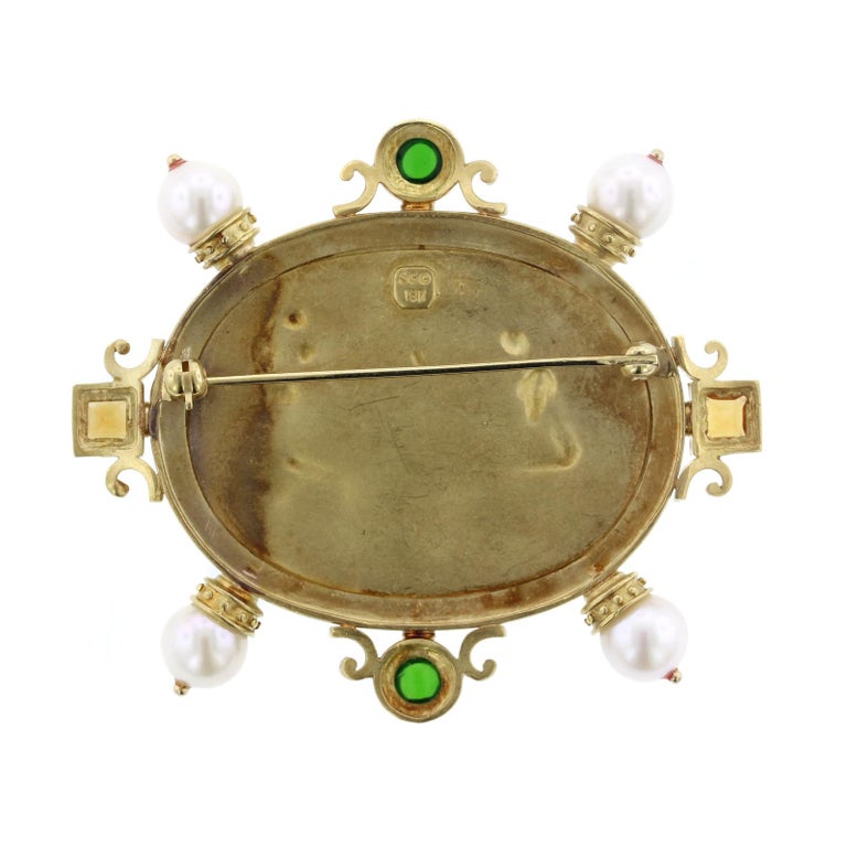 SeidenGang 18 Karat Yellow Gold Gem-Set Athens Intaglio Brooch For Sale ...