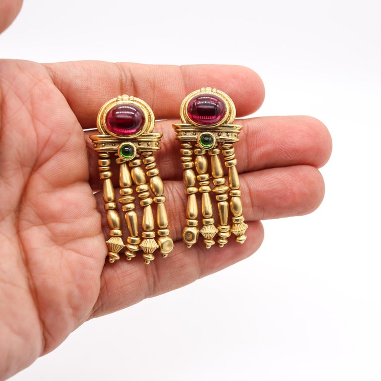SeidenGang Etruscan Long Drop Earrings In 18Kt Gold With 15.76 Cts In ...