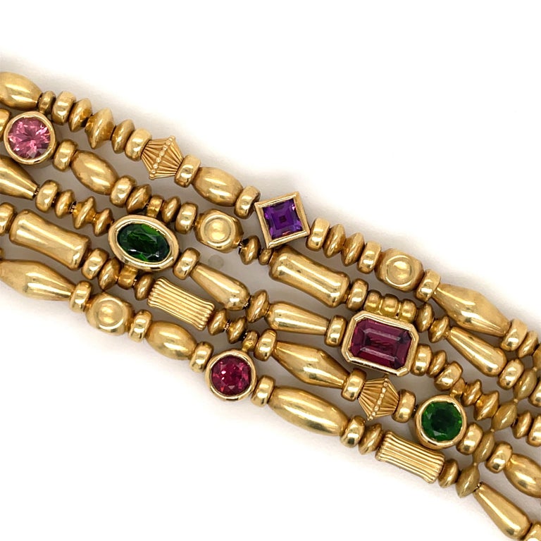 Seidengang Gemstone Beaded Five Row Bracelet 18 Karat Yellow Gold 71.8 ...
