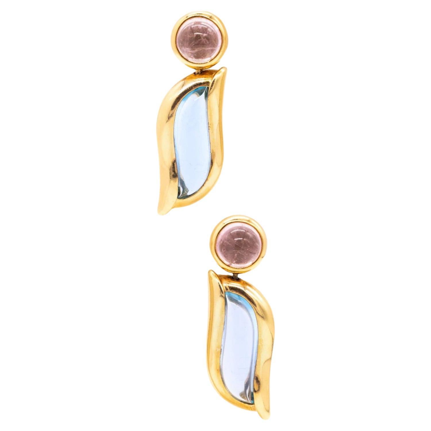 SeidenGang Etruscan Long Drop Earrings In 18Kt Gold With 15.76 Cts In ...
