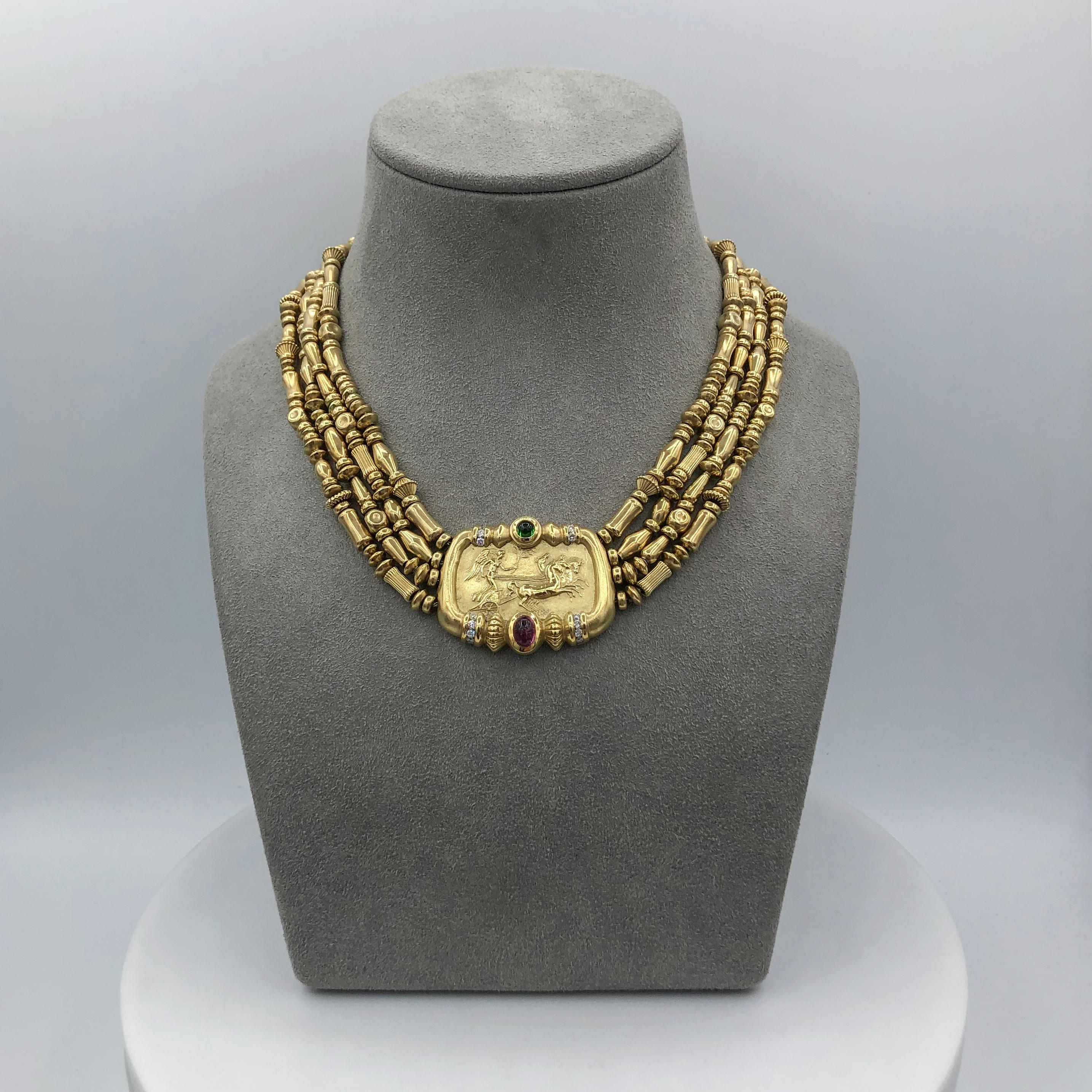 SeidenGang Tourmaline Greek God Helios Necklace in 18 Karat Yellow Gold ...