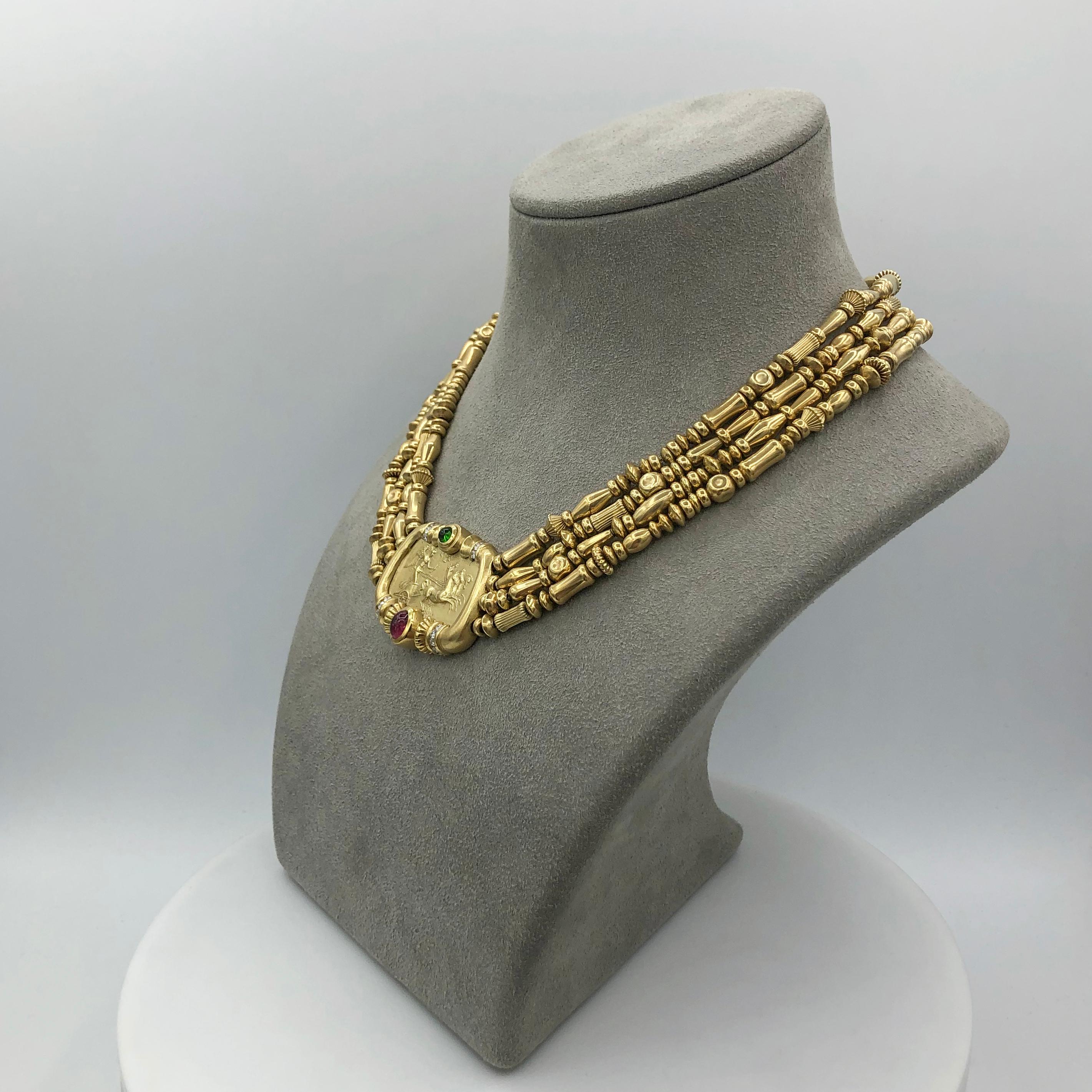 SeidenGang Tourmaline Greek God Helios Necklace in 18 Karat Yellow Gold ...