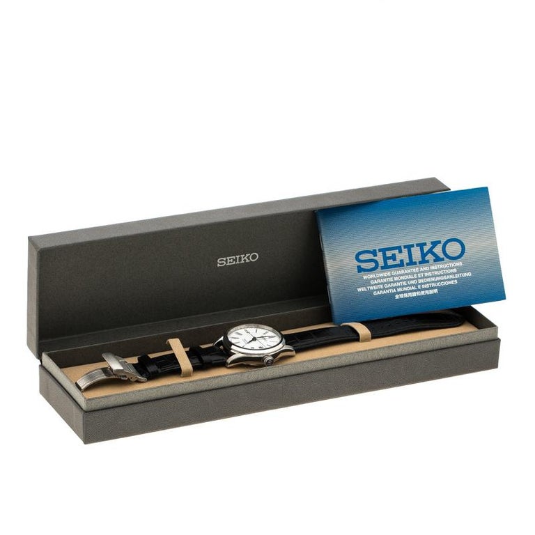 Seiko White Stainless Steel Presage Unlimited Enamel Men's Wristwatch ...