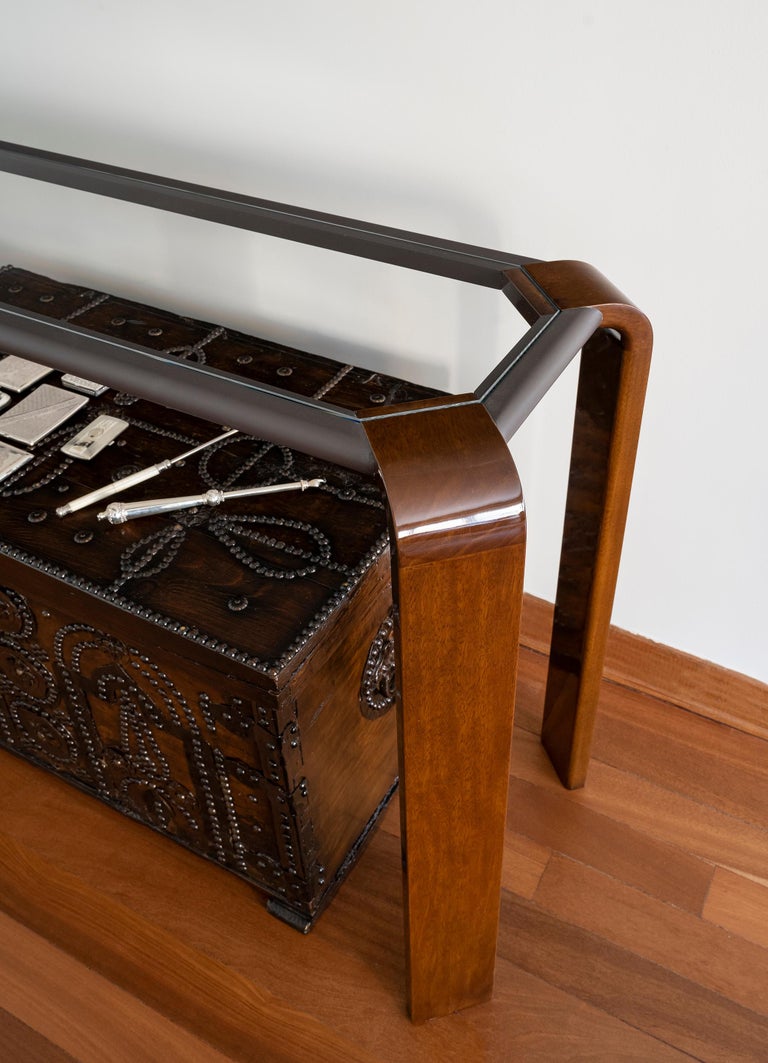 Back Painted Glass and Lacquer Console For Sale at 1stDibs