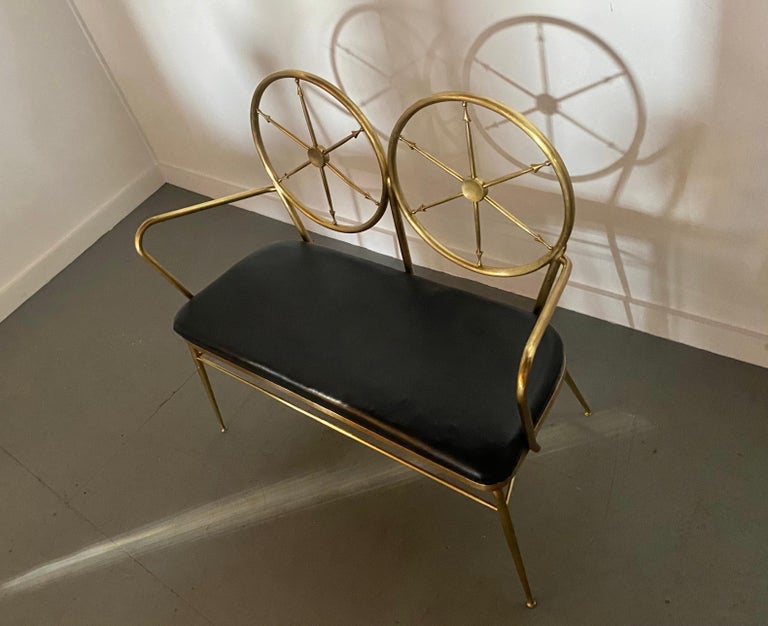 Seldom Seen Chiavari Brass Compass 2-Seat Bench Manner of Gio Point ...