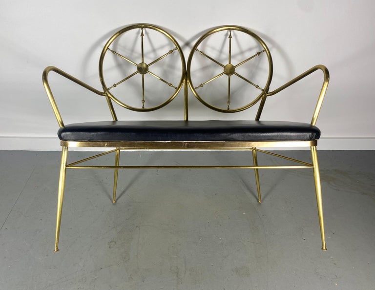 Seldom Seen Chiavari Brass Compass 2-Seat Bench Manner of Gio Point ...