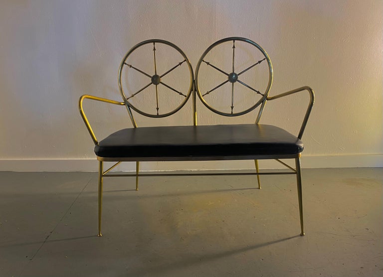 Seldom Seen Chiavari Brass Compass 2-Seat Bench Manner of Gio Point ...