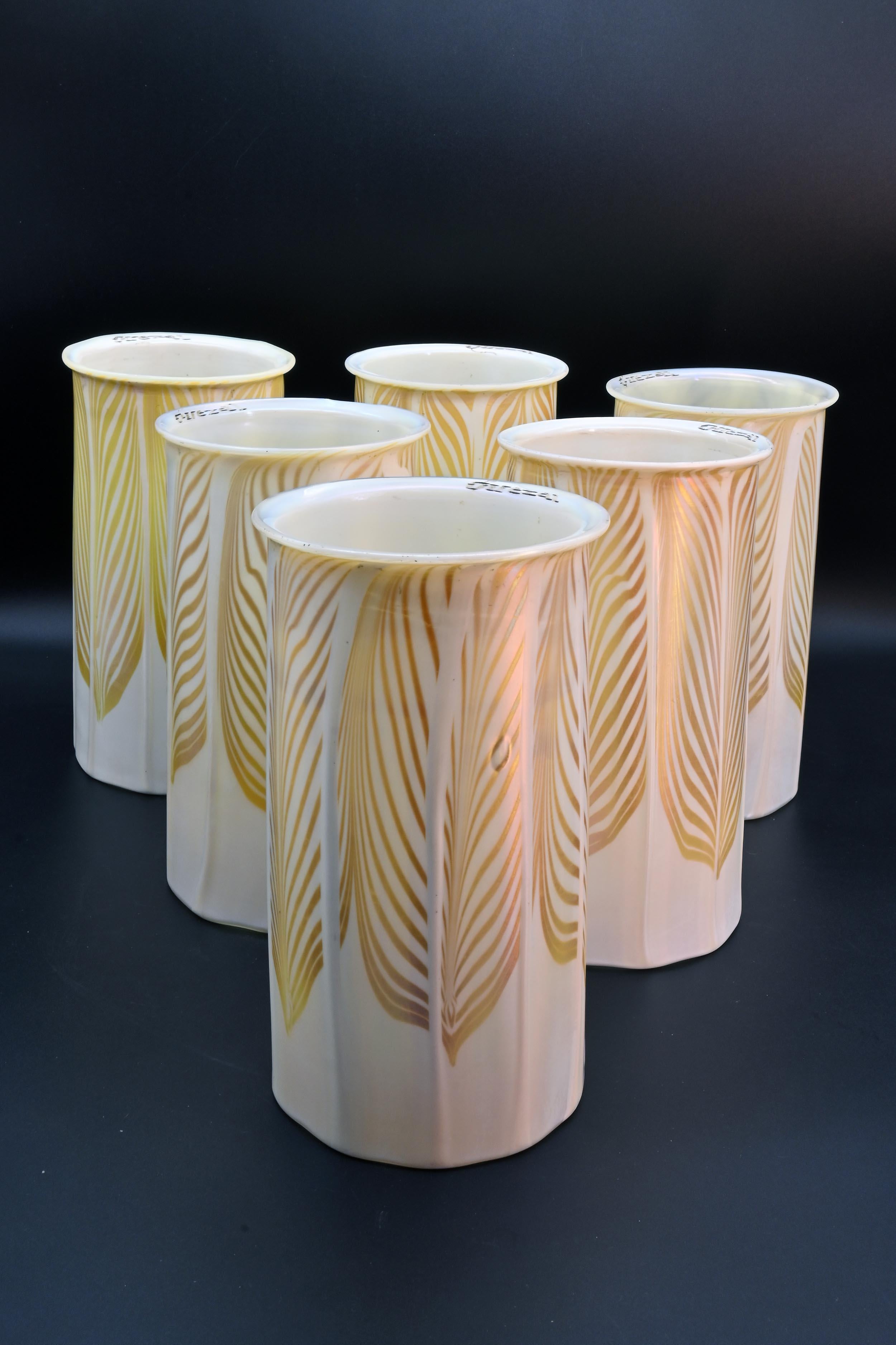 Seldom Seen Golden Pulled Feather Quezal American Art Glass Shades For ...