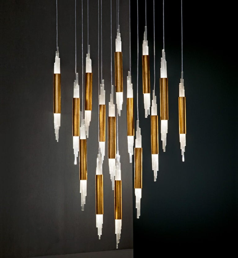 Selenite Chandelier Lamp by Aver For Sale at 1stDibs
