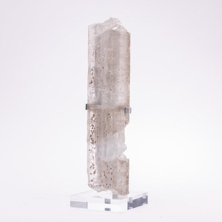 Selenite Crystal Mounted on Custom Acrylic and Metal Stand from Naica ...
