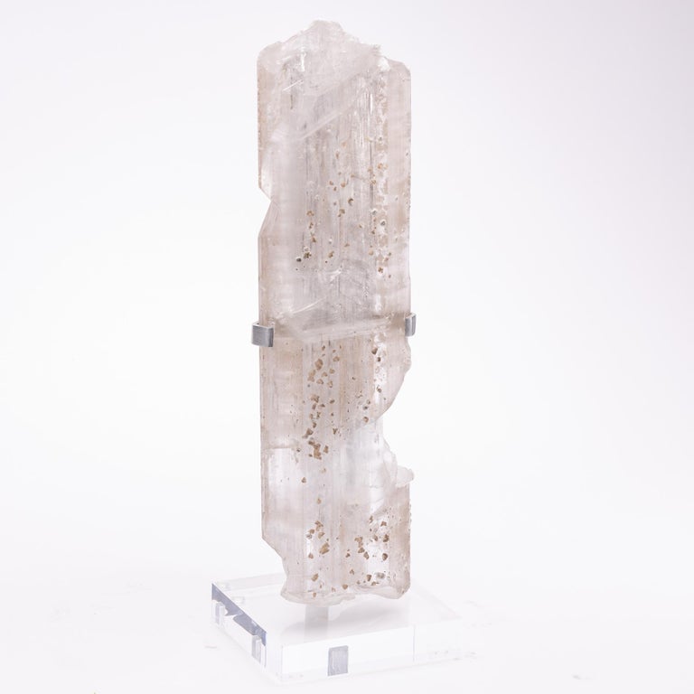 Selenite Crystal Mounted on Custom Acrylic and Metal Stand from Naica ...