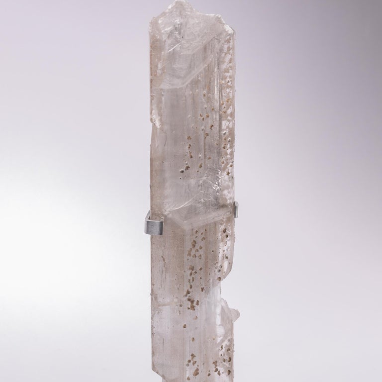 Selenite Crystal Mounted on Custom Acrylic and Metal Stand from Naica ...
