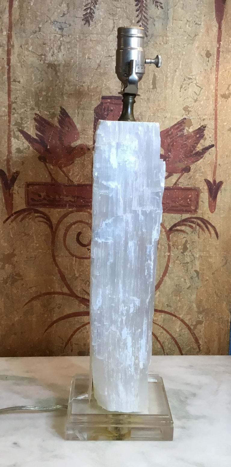 Selenite Crystal Stone Table Lamp at 1stDibs | crystal stone lamps ...