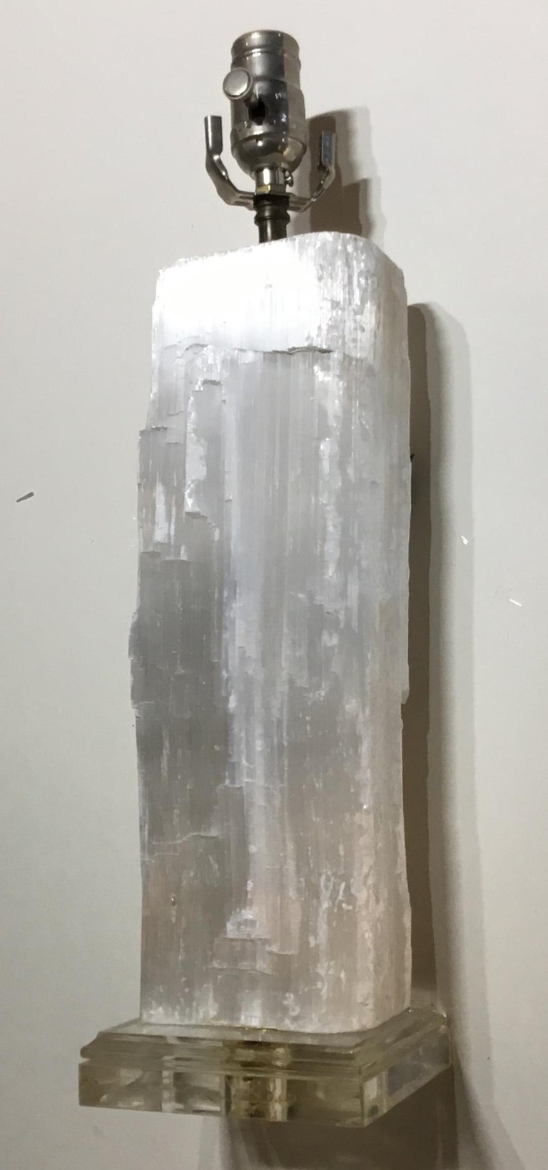 Selenite Crystal Stone Table Lamp at 1stDibs | crystal stone lamps ...
