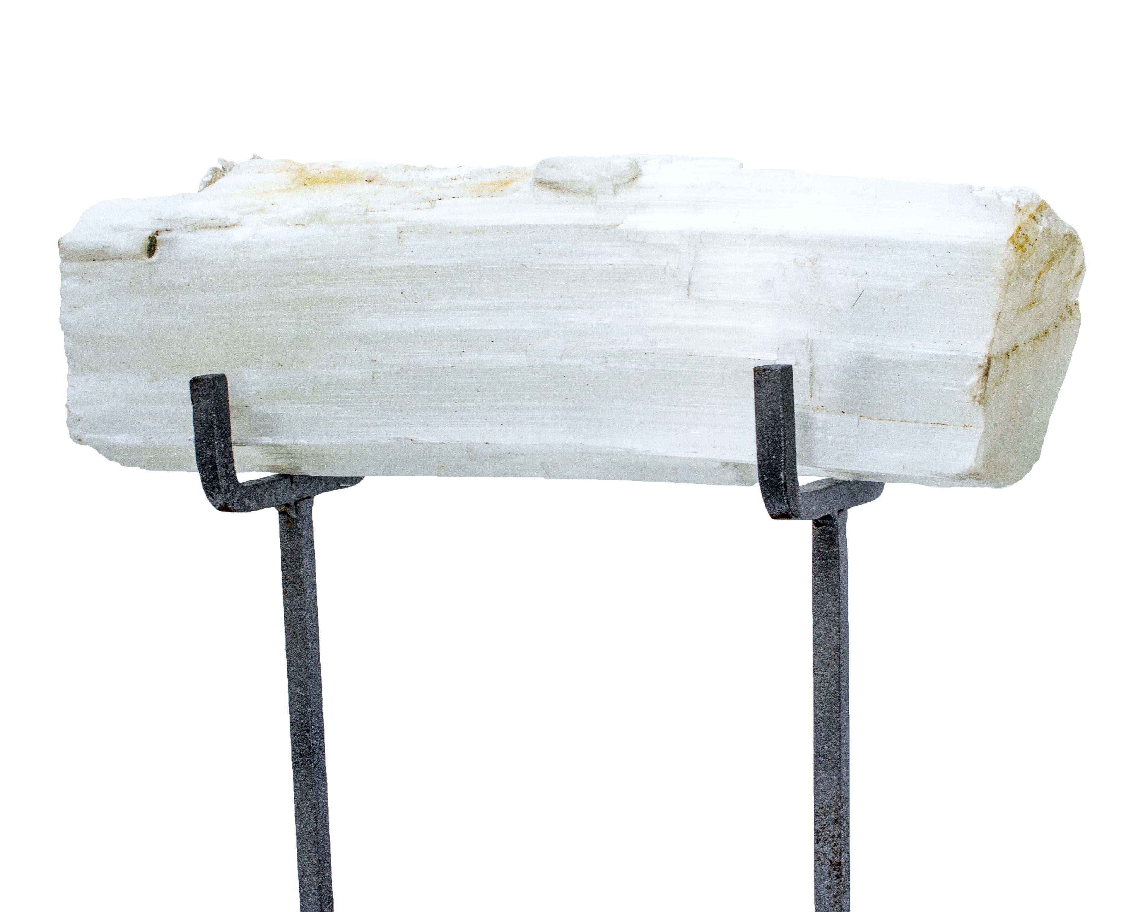 Selenite Log with Natural Forming Pearls on Custom Stand at 1stDibs ...